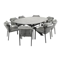 DEGAMO Garnitur LYON 9-teilig, Alu + ECP + Rope grau