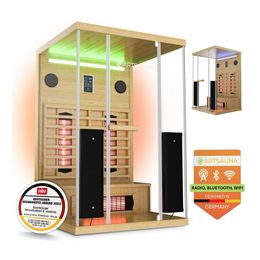Artsauna Infrarotkabine / W&auml;rmekabine G&ouml;teborg 120 x 105 x 190 f&uuml;r 2 Person mit Vollspektrumstrahlern & Hemlockholz