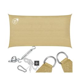 TecTake&reg; Sonnensegel, HDPE mit 185 g/m&sup2; und 87 % UV-Schutz, f&uuml;r Balkon, Garten und Terrasse, umfangreiches Montagematerial