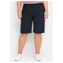 Bermudas sheego, Damen, Gr. 52, Normalgr&ouml;&szlig;en, blau (nachtblau), 99% Baumwolle, 1% Elasthan, unifarben, Hosen Bermudas