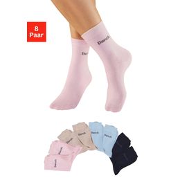 Basicsocken Bench., Damen, Gr. 35-38, 2x marine, 2x beige meliert, 2x rosa, 2x hellblau, Baumwollmischung, elastisch, Socken, klassisch mit Baumwolle