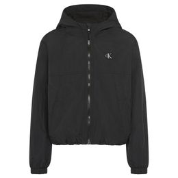 Windbreaker Calvin Klein Jeans "MINI ME WIND BREAKER", Jungen, Gr. 12 (152), pvh schwarz, Web, Obermaterial: 100% Polyester, unifarben, regular fit normal, Rundhals, eingesetzt elastischer Bund, Jacken Windbreaker, Regular fit mit Kapuze