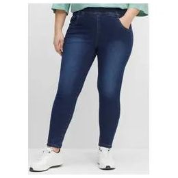 Jeansjeggings sheego, Damen, Gr. 42, Normalgr&ouml;&szlig;en, blau (dunkelblau denim), 76% Baumwolle, 22% Polyester, 2% Elasthan, unifarben, lang, Jeans