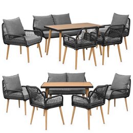 Swing&Harmonie Gartenm&ouml;bel Lounge-Set &bdquo;Sienna&ldquo; f&uuml;r 6 Personen - anthrazit/holz