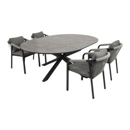 DEGAMO Garnitur LYON 5-teilig, Alu + ECP + Rope grau