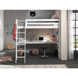 Vipack Hochbett mit Liegefl&auml;che 140 x 200 cm und gro&szlig;er Schreibtischplatte versch. Farben