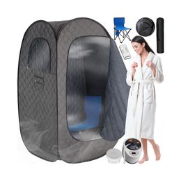 TecTake&reg; Mobile Dampfsauna, 2 l Dampfgenerator mit 1000 W, faltbar, 2 Aufbewahrungsf&auml;cher, inkl. Fernbedienung, Matte, Klappstuhl und Tragetaschen