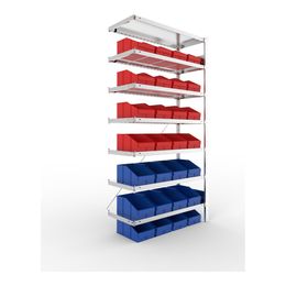 META Steckregal S3 CLIP 100 2000 x 1000 x 400mm verzinkt mit 7 B&ouml;den blau/rot (20090234)