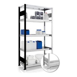 META Wannenbodenregal S3 2000 x 1000 x 500 mm verzinkt mit 4 Wannenb&ouml;den und Abdeckboden (200176633)
