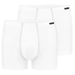 Boxershorts Schiesser "Essentials", Herren, Gr. 5, wei&szlig; (100, wei&szlig;), Single Jersey, Obermaterial: 95% Baumwolle, 5% Elasthan, eng, Unterhosen, mit angenehm weichem Bund