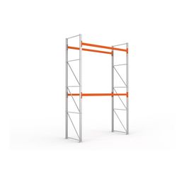 META Palettenregal MULTIPAL 4400 x 2700 x 1100 mm verzinkt rotorange bis 470 Kg Palettengewicht mit 3 Lagerebenen inkl. Boden (200186383)