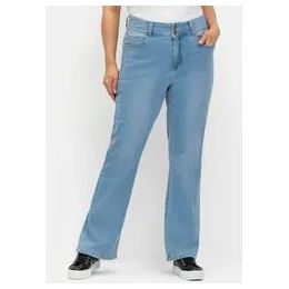 Bootcut-Jeans sheego, Damen, Gr. 56, Normalgr&ouml;&szlig;en, blau (light blau, denim), 99% Baumwolle, 1% Elasthan, unifarben, lang, Jeans