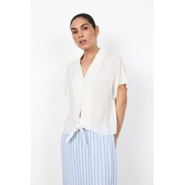 Kurzarmbluse soyaconcept "SC-RADIA 69", Damen, Gr. L, sanftes wei&szlig;, Web, Obermaterial: 100% Viskose, unifarben, kurz, V-Ausschnitt, Blusen, Viskose