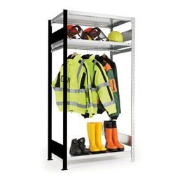 META Arbeitsschutzanbauregal CLIP 150 2000 x 1000 x 600 mm verzinkt mit 3 B&ouml;den Kleiderstange (200185702)