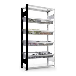 META Gitterkorbregal AR schwer 2000 x 1000 x 400mm verzinkt mit 4 Drahtk&ouml;rben PVC Fachteiler (200185662)