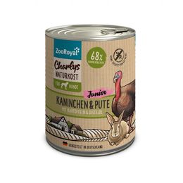 ZooRoyal Charlys Naturkost Junior Kaninchen, Pute, Kartoffeln & Distel&ouml;l Hunde-Nassfutter getreidefrei 800g