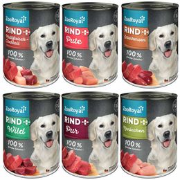 ZooRoyal Rind+ Mixpaket Hund Hunde-Nassfutter ohne Zucker und Getreide 6x400g