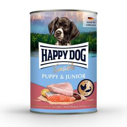 Happy Dog Sensible Puppy Huhn, Lachs & Kartoffel Hunde-Nassfutter glutenfrei 6x400g