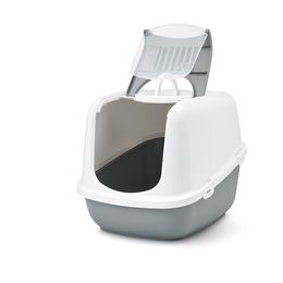SAVIC Katzentoilette Nestor Jumbo wei&szlig; / grau