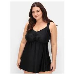 Tankini-Top sheego, Damen, Gr. 52, Cup F, schwarz, Elasthan, Polyamid, Bikini-Oberteile
