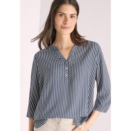 Langarmbluse Cecil, Damen, Gr. L (42), universal blau, Stoff, 100% Viskose, gestreift, klassisch normal, V-Ausschnitt, normaler Saum, Blusen, mit 3/4 &Auml;rmeln