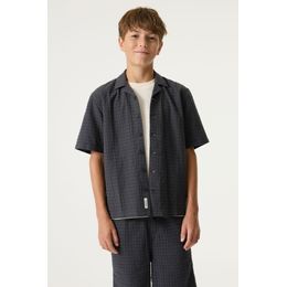 Kurzarmhemd Garcia, Jungen, Gr. 176, N-Gr, dunkelgrau, Web, Obermaterial: 100% Baumwolle, unifarben, normal h&uuml;ftbedeckend, Rundhals, Hemden, in Waffle-Optik