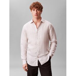 Businesshemd Calvin Klein "SLIM ESSENTIALS POPLIN STR SLD", Herren, Gr. 43, N-Gr, cinder braun, Web, Obermaterial: 97% Baumwolle, 3% Elasthan, slim fit normal, Rundhals, 1-Knopf-Manschette, Hemden, Hemdkragen, slim fit