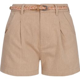 Chinoshorts Ragwear "Sorenn Intl.", Damen, Gr. 27, Normalgr&ouml;&szlig;en, beige, 98% Baumwolle, 2% Elasthan, bequem kurz, Hosen Chinoshorts, kurze Hose mit hochwertigem Flechtg&uuml;rtel