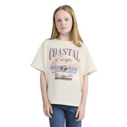 T-Shirt LEVI'S KIDS "LVG COASTAL GIRLS SS TEE", M&auml;dchen, Gr. 10 (140), antique wei&szlig;, Jersey, Obermaterial: 60% Baumwolle, 40% Polyester, bedruckt, normal h&uuml;ftbedeckend, Rundhals, Shirts T-Shirt, for Girls, mit Print