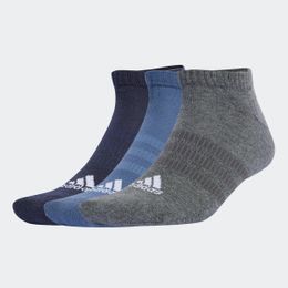 Funktionssocken adidas Performance "CUSHIONED LOW-CUT, 3 PAAR", Damen, Gr. M (40/42), blau (legend ink, preloved ink, dunkelgrau heather), Obermaterial: 62% Baumwolle, 36% Polyester, 1% Elasthan, 1% sonstige Fasern, gestreift, Socken, Sneaker Socken, Kurzsocken, 3er Packung