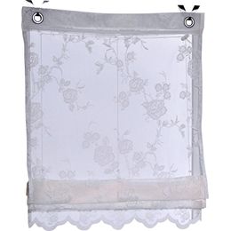 Raffrollo Kutti "Florence" Gr. 1, beige (creme), B:45cm H:130cm, Wirkware, Obermaterial: 100% Polyester, Raffrollos, transparent, creme, Spitze, Stickerei, Volant, mit Fensterhaken