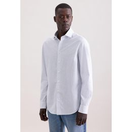 Leinenhemd Seidensticker, Herren, Gr. S (38), normale &Auml;rmell&auml;ngen, blau, 80% Baumwolle, 20% Leinen, gestreift, slim fit, 2-Knopf-Manschette, Hemden, Slim 1/1 Kentkragen Gestreift