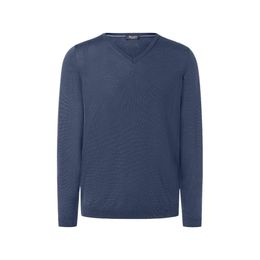 Strickpullover Maerz Muenchen "Maerz Muenchen 403800 Strickpullover Herren Bekleidung", Herren, Gr. 48, blau, 100% Schurwolle, V-Ausschnitt, Pullover Strickpullover