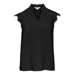 Shirttop Only "ONLPLOY METTE SL LACE V-NECK TOP WVN", Damen, Gr. L, schwarz, Web, Obermaterial: 100% Polyester, unifarben, regular fit normal, V-Ausschnitt, Tops Shirttop, Kunstfaser, regular fit, V-Ausschnitt