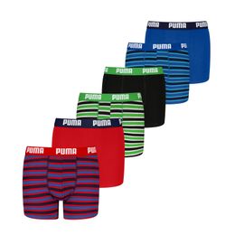 Boxershorts Puma "Puma BOYS EVERYDAY STRIPED BOXERS", Jungen, Gr. 122/128, rot, gr&uuml;n, blau, Single Jersey, Obermaterial: 95% Baumwolle, 5% Elasthan, k&ouml;rpernah, Unterhosen, ohne Eingriff, mit elastischem Logobund, Multipack
