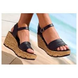 Sandalette Lascana "Sommerschuh, offener Schuh, Sandale, Keilsandalette", Damen, Gr. 40, schwarz, Obermaterial: 100% Schafsleder. Decksohle: 100% Lederimitat. Futter: 100% Synthetik. Laufsohle: 100% Synthetik, unifarben, Basic, Schuhe Sandalette, NEU aus Leder mit Keilabsatz