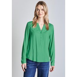 Langarmbluse Street One, Damen, Gr. 34, gr&uuml;n (tendril gr&uuml;n), Stoff, 100% Viskose, unifarben, normal normal, Rundhals, B&uuml;ndchen, Blusen, aus softer Viskose