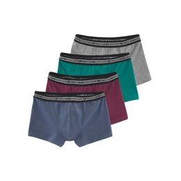 Boxer AUTHENTIC LE JOGGER "Boxershorts f&uuml;r Jungen", Jungen, Gr. 98/104, 4 Stk., blau (blau, navy, grau, meliert, t&uuml;rkis), Jersey, Obermaterial: 95% Baumwolle, 5% Elasthan, unifarben, k&ouml;rpernah, Unterhosen, in klassischer Passform mit Webbund