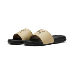 Badesandale Puma "POPCAT 20 TOPCAT", Damen, Gr. 37, toasted almond, Puma schwarz, Synthetik, Schuhe, f&uuml;r Wasser, mit leicht profilierter Synthetik-Laufsohle