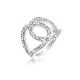 Fingerring Elli "Love Knots Kristalle 925 Silber" Gr. 54, wei&szlig;, Fingerringe, Damen, 54mm,mit Steinen, Silber 925 (Sterlingsilber), 1,5mm, Fingerring