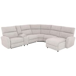 Mid.you Wohnlandschaft, Hellgrau, Kunststoff, 5-Sitzer, Ottomane rechts, Eckteil, 325x107x302 cm, Relaxfunktion, USB-C-Anschluss, Wohnzimmer, Sofas & Couches, Wohnlandschaften