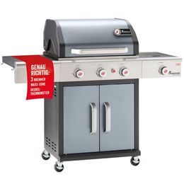 Landmann Gasgrill Triton 3.1 Maxx, Grau, Schwarz, Metall, 120x57x140 cm, Seitenablage, Temperaturanzeige, mit R&auml;dern, Sideburner, Warmhalterost, stufenlos regulierbar, Grills & Outdoor-K&uuml;chen, Gasgrills
