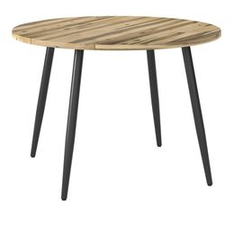 Ambia Garden Gartentisch, Akazie, Holz, Metall, Akazie, vollmassiv, rund, 120x120x76 cm, FSC 100%, wetterfest, Gartenm&ouml;bel, Gartentische, Gartentische