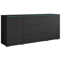 P & B Sideboard Vera, Graphit, Kunststoff, 2 F&auml;cher, 3 Schublade(n) Schubladen, kaltwei&szlig;, 150x67.9x39.5 cm, Fsc, stehend, Wohnzimmer, Kommoden & Sideboards, Sideboards