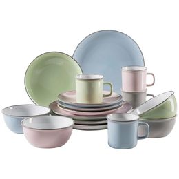 M&auml;ser M&auml;ser Kombiservice Maila, Hellgrau, Hellblau, Hellgr&uuml;n, Hellrosa, Keramik, 16-teilig, 300 ml, Essen & Trinken, Geschirr, Geschirr-Sets, Kombiservice