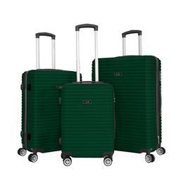 Novel Reisekofferset, Dunkelgr&uuml;n, Metall, Kunststoff, Textil, 3-teilig, Zahlenschloss, h&ouml;henverstellbarer Teleskopgriff, 360&deg;-Rollensystem, Tragehenkel, Netzfach, Freizeit, Koffer & Taschen, Reisekoffer-Sets