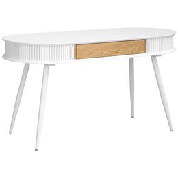 Mid.you Schreibtisch, Wei&szlig;, Eiche, Metall, 1 Schublade(n) Schubladen, oval, konisch, 140x76x60 cm, Bsci, Stauraum, Arbeitszimmer, Schreibtische, B&uuml;rotische