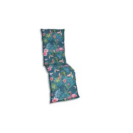Relaxsesselauflage, Blau, Gr&uuml;n, Rosa, Textil, Flamingo, F&uuml;llung: Schaumstoff, Vlies, 50x7x170 cm, Oeko-Tex&reg; Standard 100, pflegeleicht, hochwertige Qualit&auml;t, langlebig, f&uuml;r den Au&szlig;enbereich geeignet, mittels B&auml;ndern zu befestigen, Gurtband befestigen, Outdoor-Kissen, Gartenstuhlauflagen