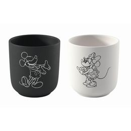 Villeroy & Boch Villeroy & Boch Kaffeebecherset Manufacture Rock Mickey, Schwarz, Wei&szlig;, Keramik, 2-teilig, 280 ml, 9 cm, Kaffee & Tee, Tassen, Kaffeetassen-Sets
