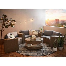 Ambia Garden Loungegarnitur, Braun, Grau, Metall, Kunststoff, Glas, Textil, F&uuml;llung: Komfortschaum,Komfortschaum, 60x36x69 cm, Loungem&ouml;bel, Gartenlounge-Sets